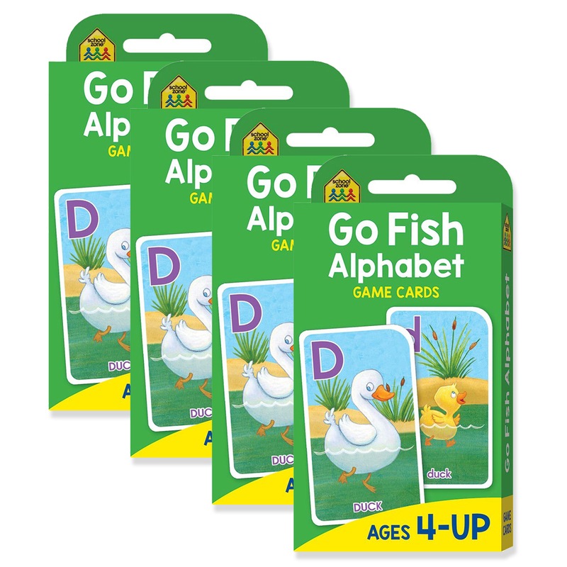 Buy 4x School Zone Go Fish Alphabet Educational Game Cards Kids ...