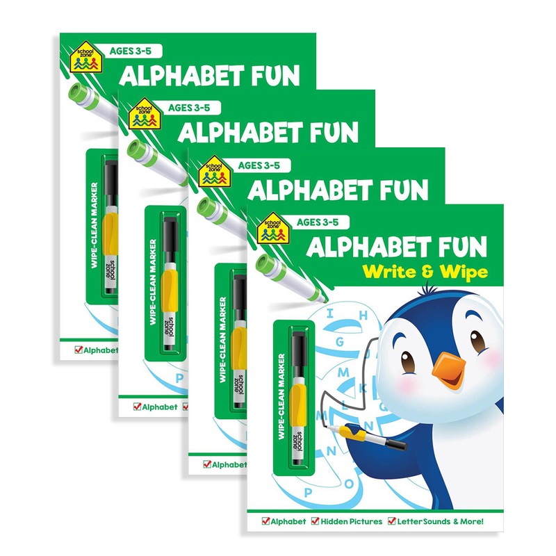 Buy 4x School Zone Write and Wipe: Alphabet Fun Early Learning Kit Kids ...