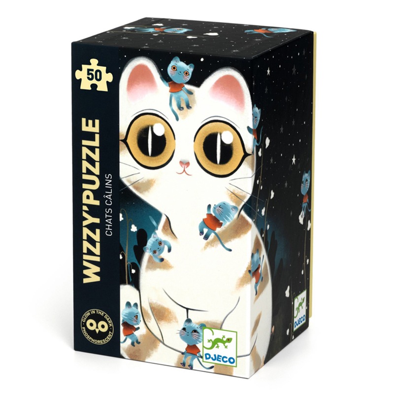 Buy 50pc Djeco Cuddly Cats Glow In The Dark Wizzy Jigsaw Puzzle Kids ...