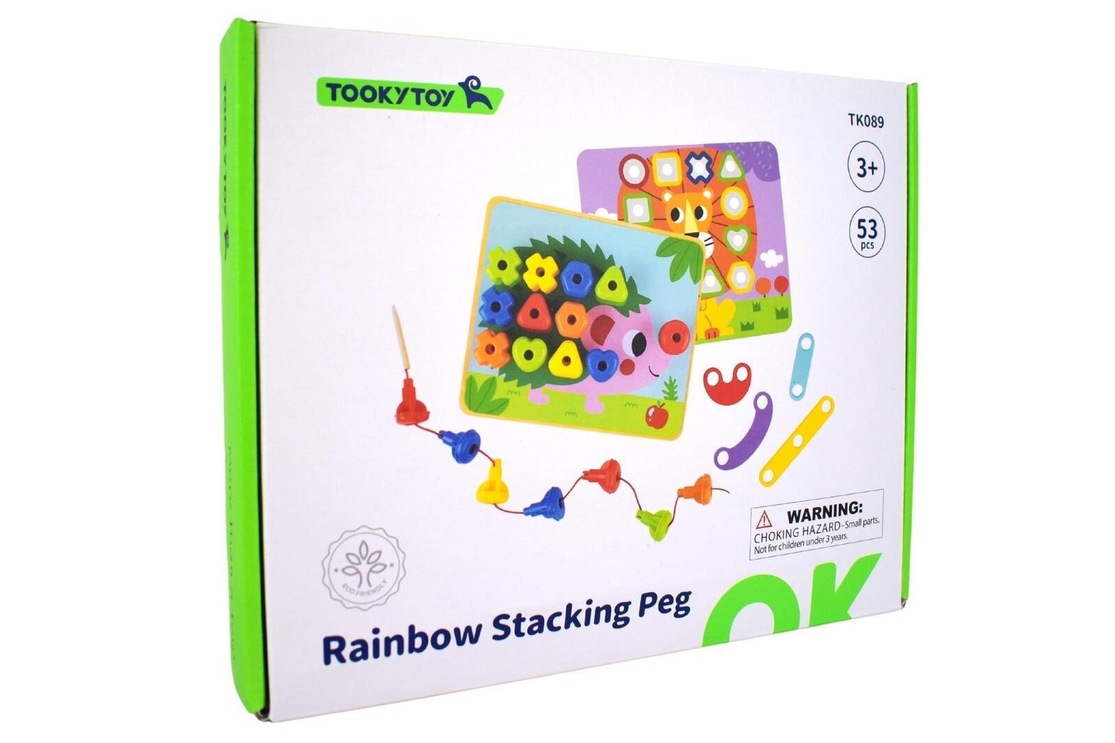 Buy 53pc Tooky Toy Rainbow Stacking Pegs Kids Educational Game 3 ...