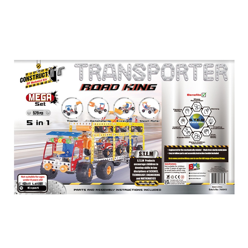 Buy 579pc Construct IT DIY 5in1 Transporter Truck Toy w/Tools STEM ...