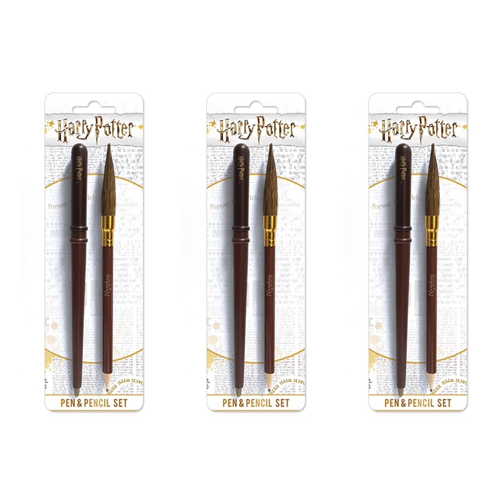 Buy 6pc Wizarding World Harry Potter Wand And Brush Themed Novelty Pen ...