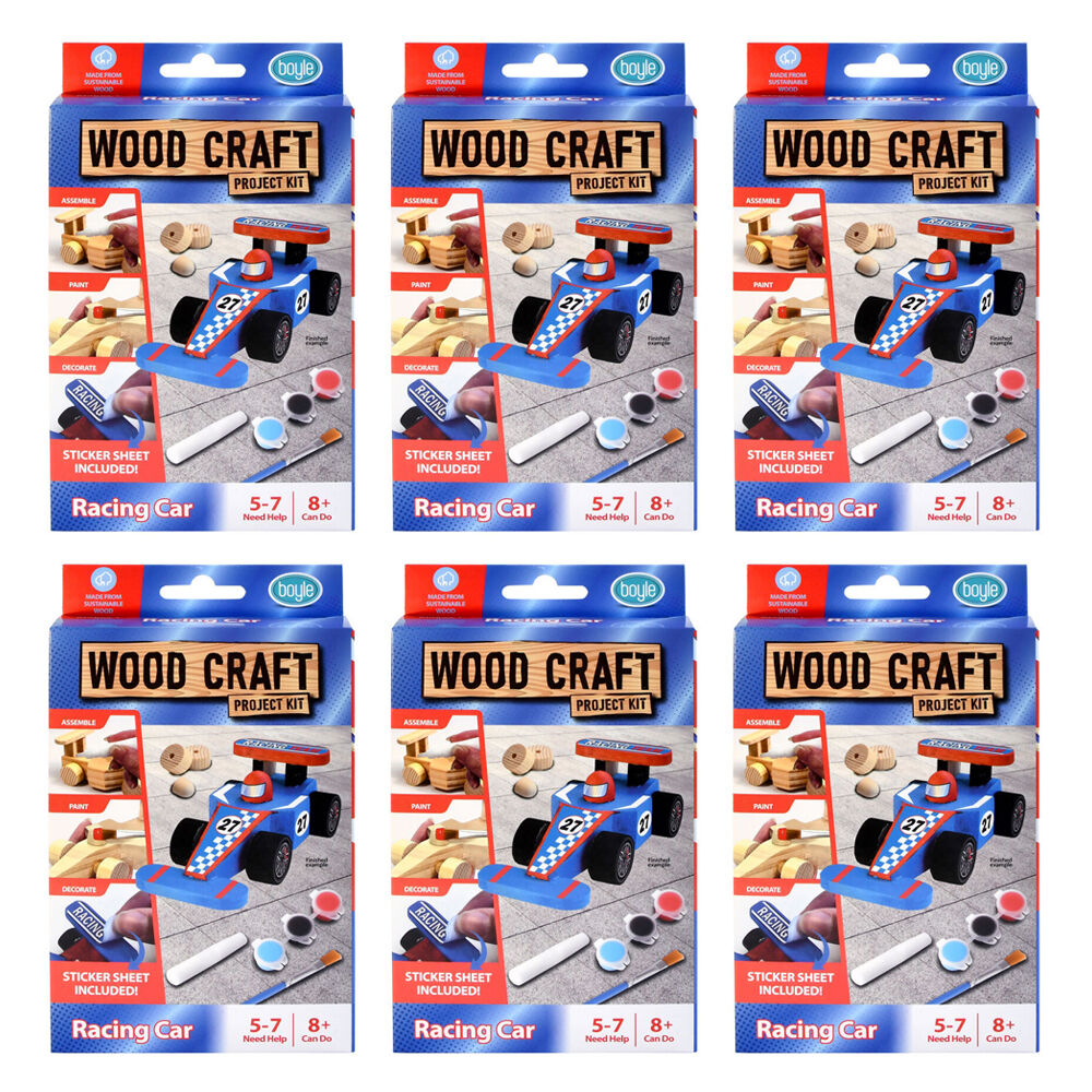 Buy 6PK Boyle Wood Craft Project Kit Racing Car Kids/Children DIY Build ...