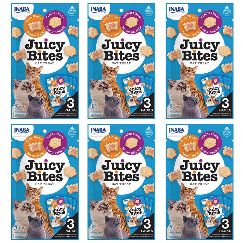 Buy 6PK Inaba 33g Juicy Bites Scallop & Crab Flavour Cat/Kitten Pet ...