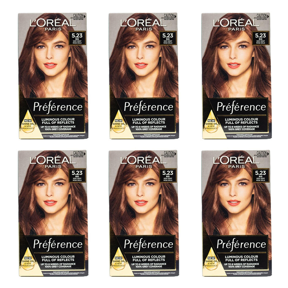 Buy 6PK Loreal Paris Preference Permanent Hair Colour/Dye 5.23 Very ...