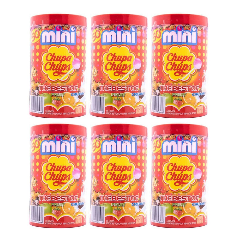 Buy 6x 50pc Chupa Chups Mini Lollipops Tube Assorted Flavour Candy Lollies - MyDeal Australia