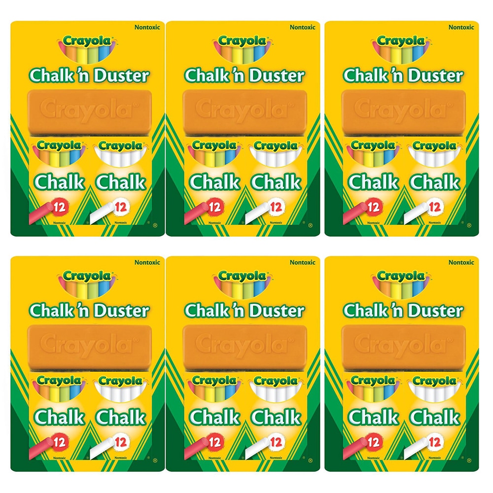 Buy 6x Crayola Chalk N Duster Drawing Art/Craft Draw School Supplies ...