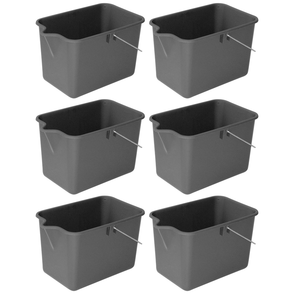 Buy 6x Home Leisure Mop Bucket W/Lip 9L Grey Colour Laundry Floor ...