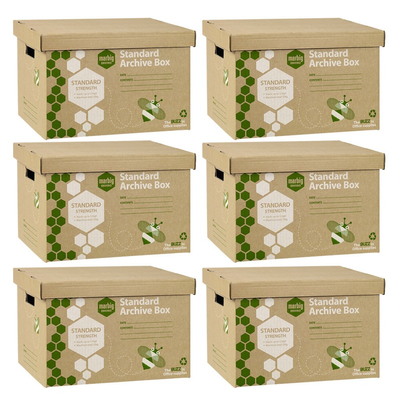 Buy 6pc Marbig Standard Archive Documents/Files Storage Cardboard Box ...