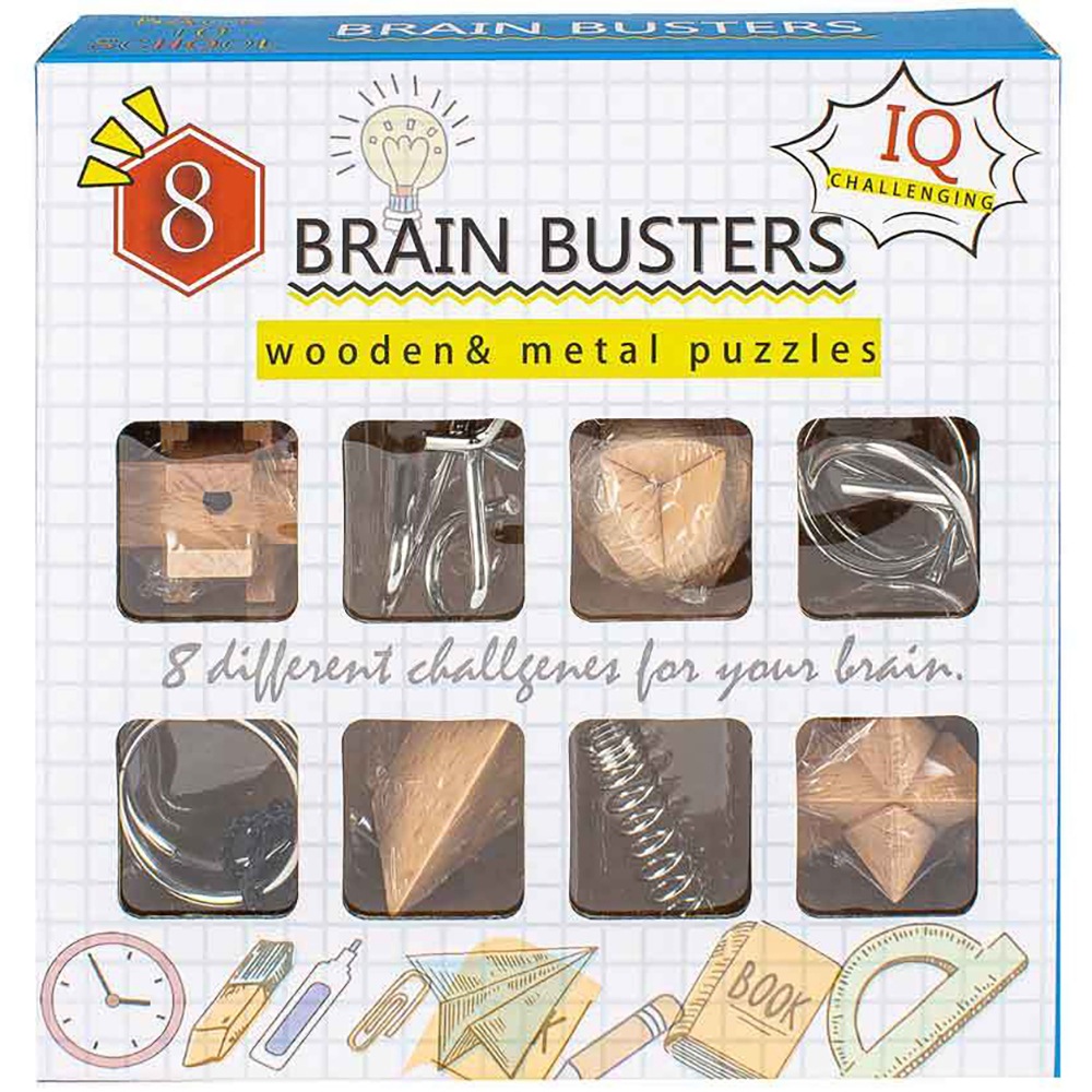 Buy 8pc 4 Wooden And 4 Metal Kids All Ages Puzzle Set Brain Teaser Box ...
