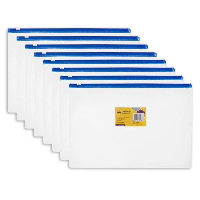 Buy 8PK Marbig 33.5cm Clear Case A4 File Document Holder Pouch ...