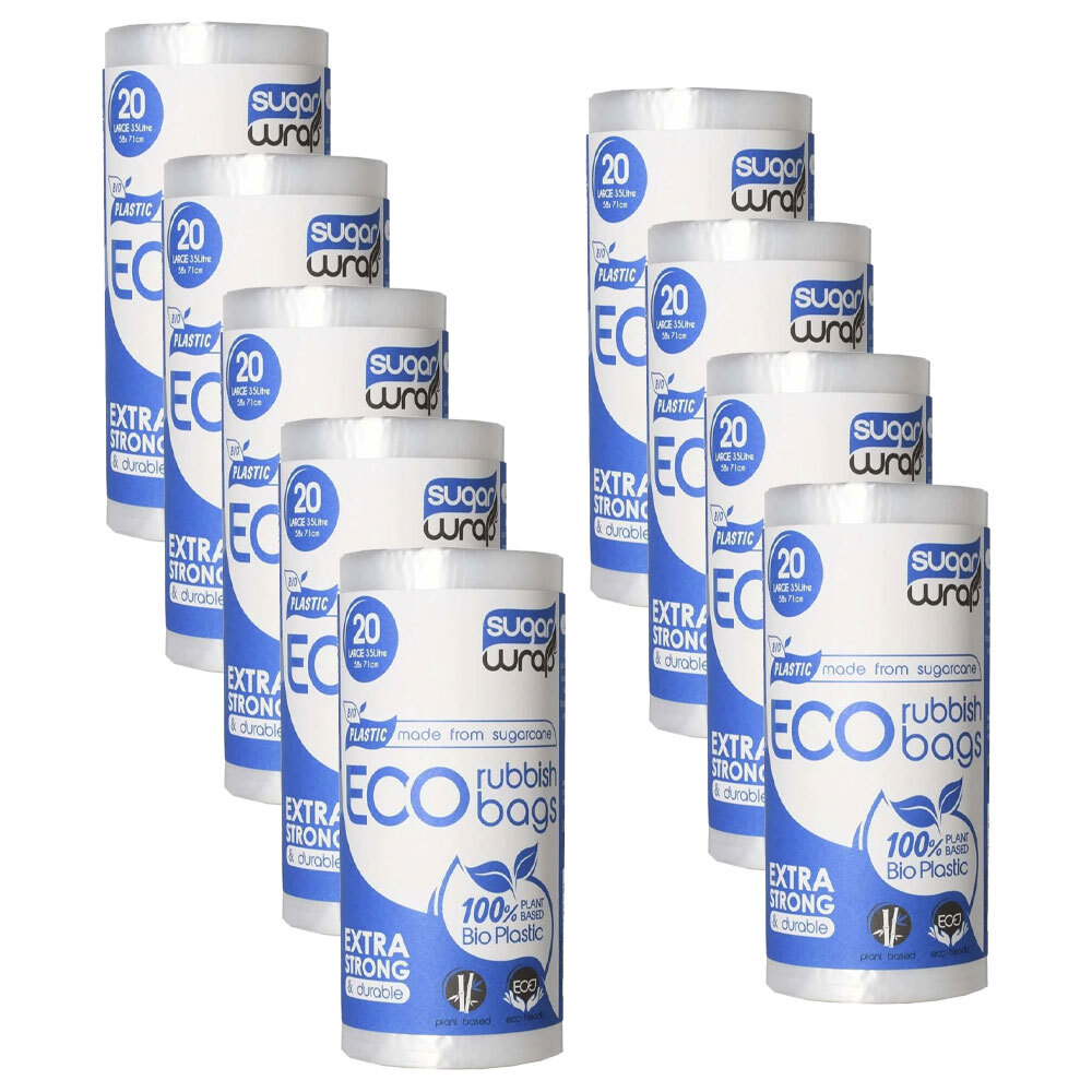Buy 9x 20pc SugarWrap Eco-Rubbish General Waste Bin Bags 35L Roll Home ...