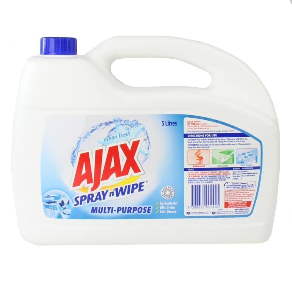 Buy Ajax 5L Spray & Wipe Multi-Purpose Tile/Surface Cleaner Ocean Fresh ...