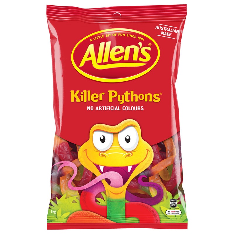 Buy Allen's 1kg Killer Pythons/Snakes Fruit Flavoured Soft Chewy Sweets ...