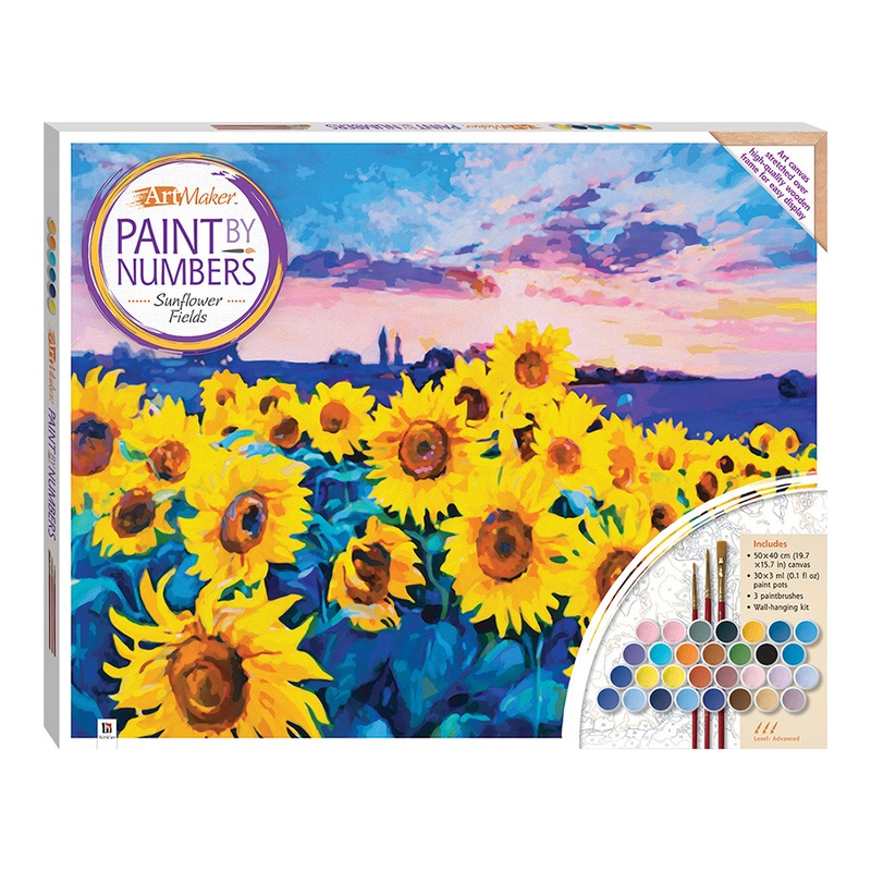 Buy Art Maker Paint by Numbers Canvas: Sunflower Fields Painting Set ...