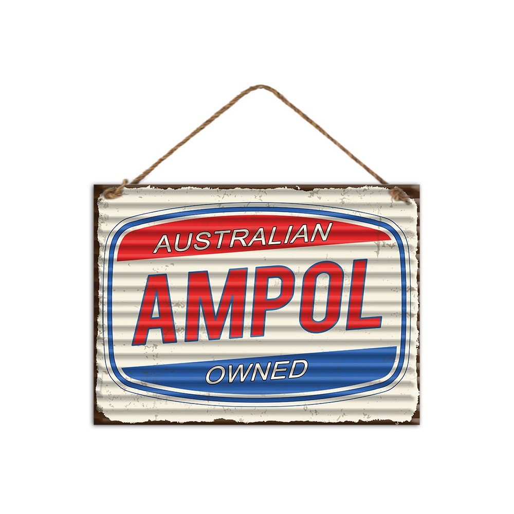 Buy Australian Ampol Hanging Iron Sign 30x40cm w/ Rope Hanger Home ...