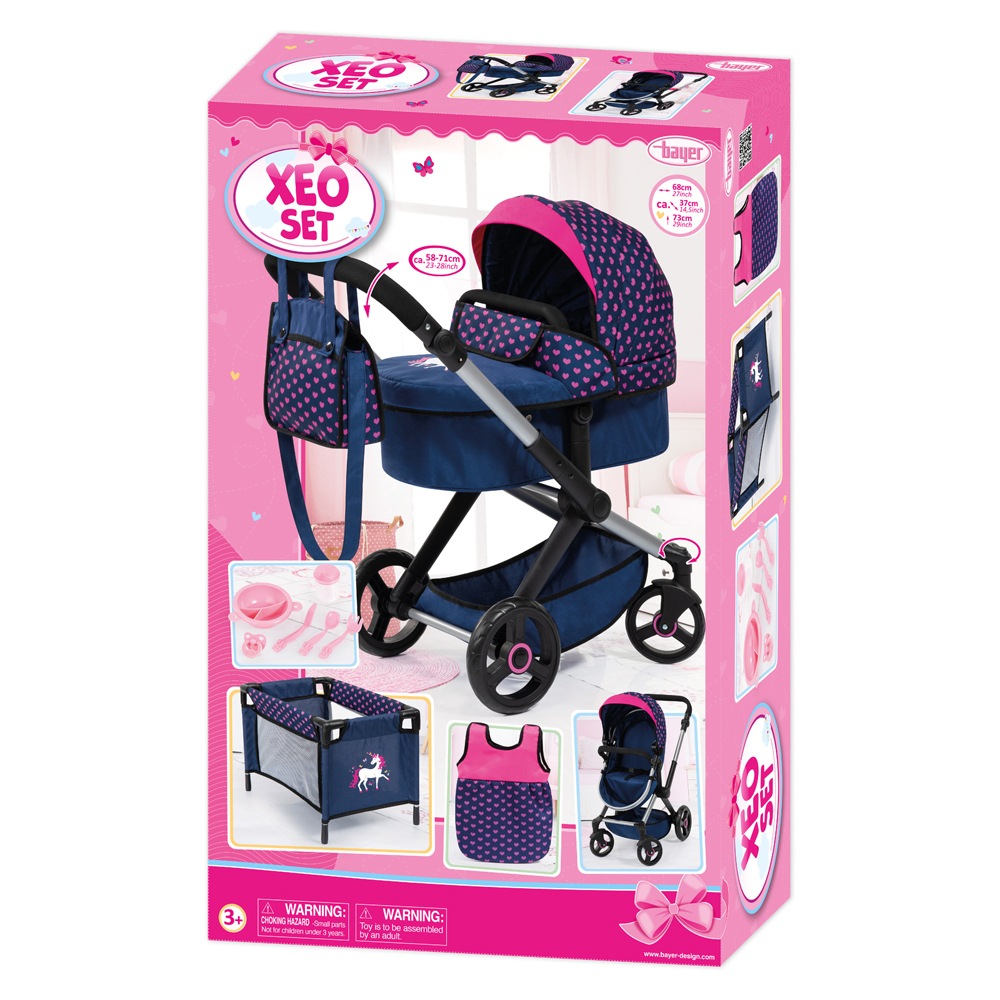 Buy Bayer 71cm Xeo Mega Set Unicorn Doll Pram w/ Bag Kids Pretend Toy ...