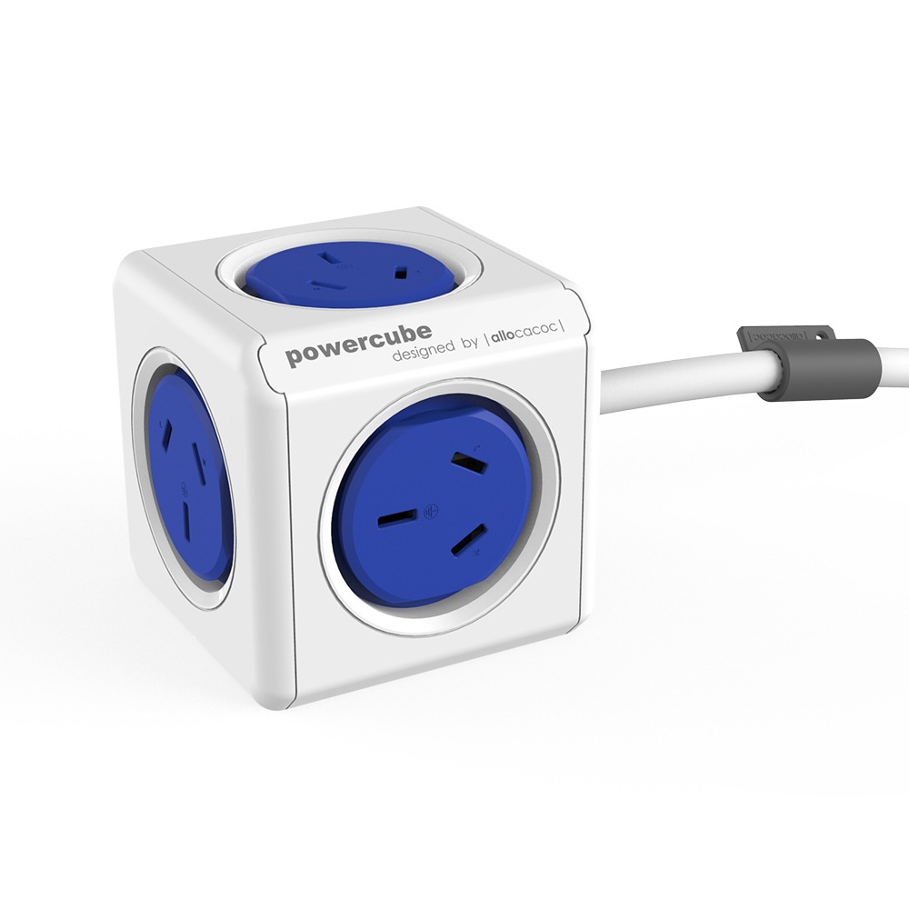 Buy Blue PowerCube 5 Socket Mountable Power Board w/ 1.5m Cord/Surge ...