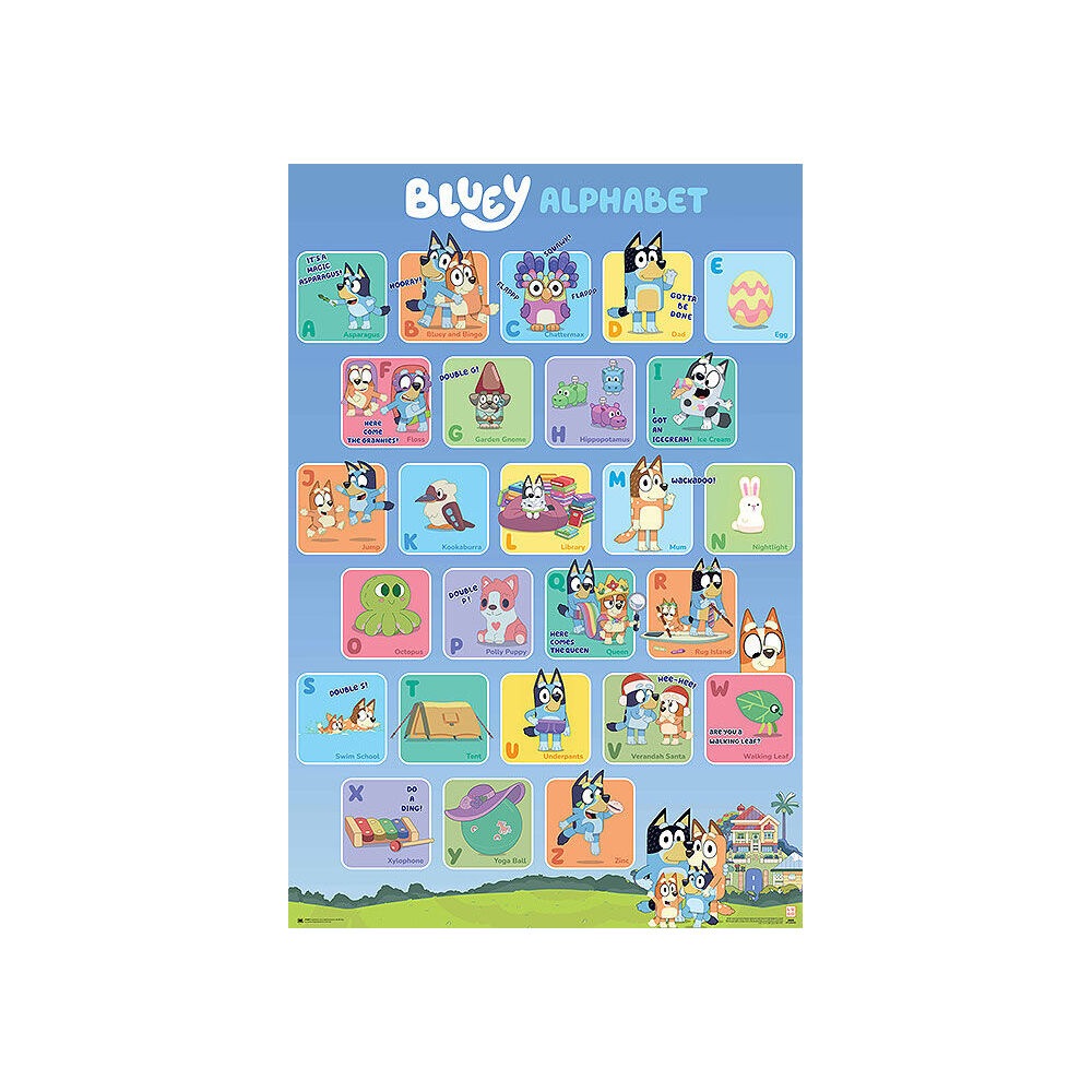 Buy Bluey Alphabet ABC Educational Poster 91.5x61cm Kids Room Hanging ...
