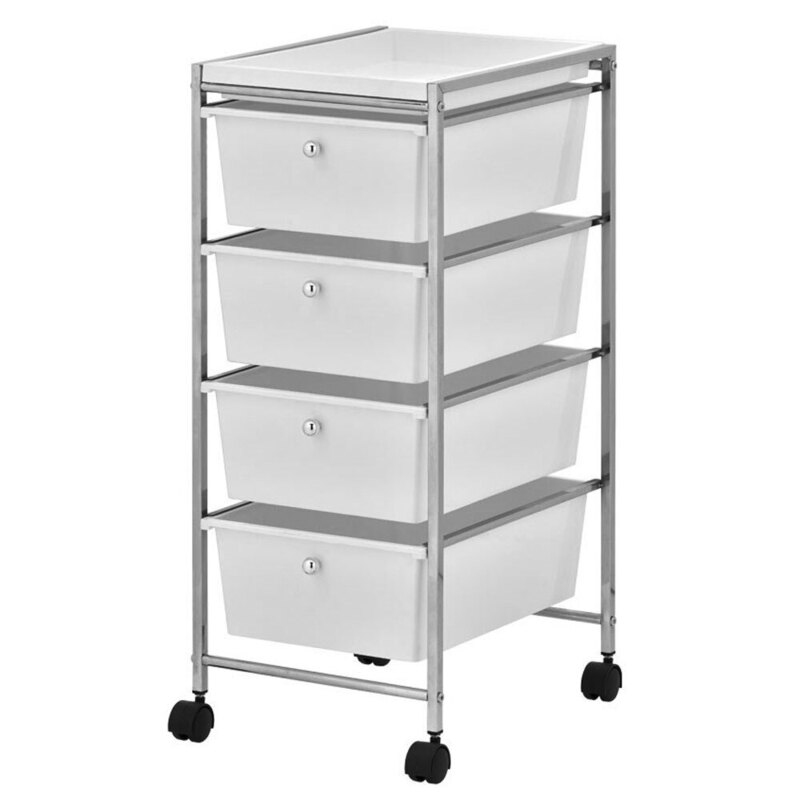 Buy Box Sweden 76.5cm 4 Drawer Metal Trolley Home Storage w/Square Tube ...