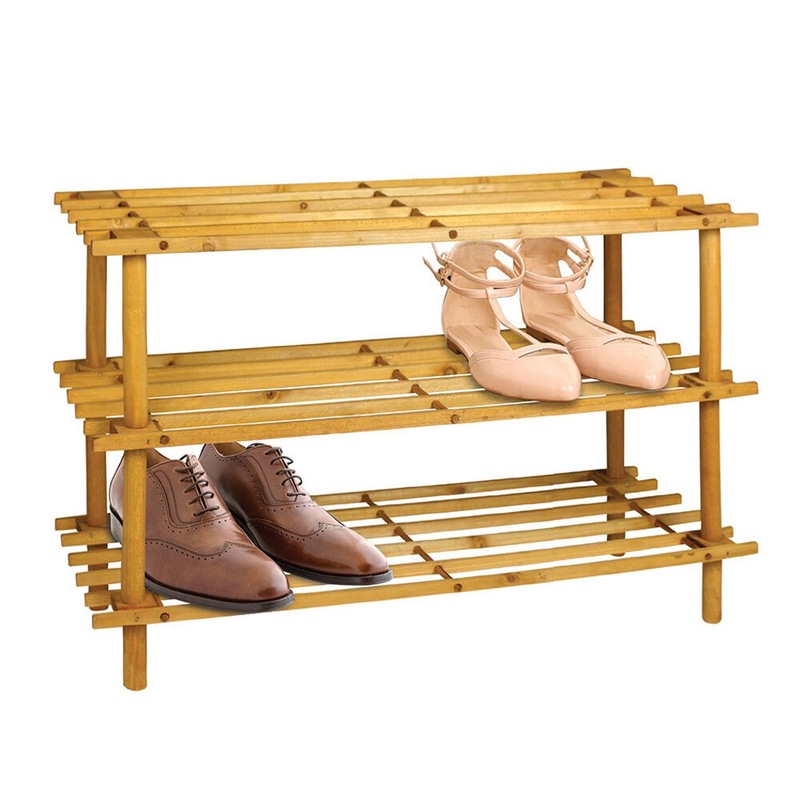 Buy Boxsweden 3 Tier 74cm Wooden Shoe Rack Wood Storage Home Organiser ...