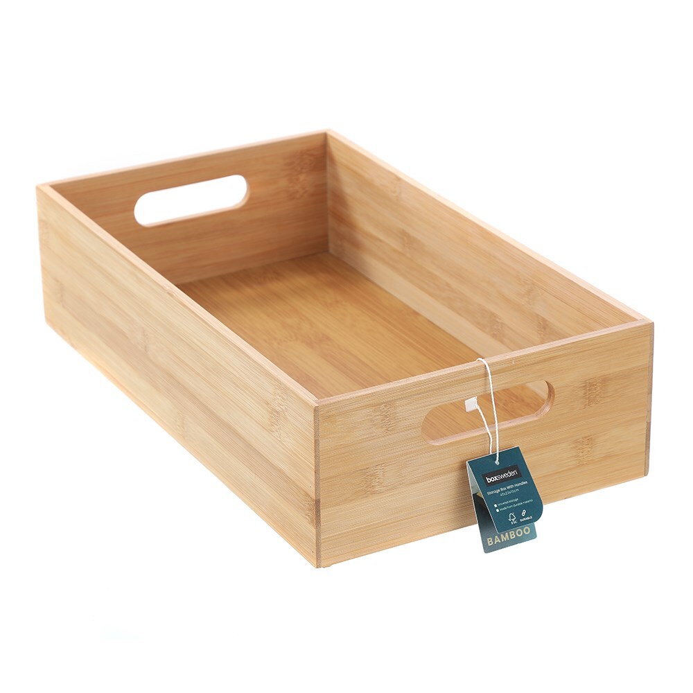 Buy Boxsweden Bamboo 40x10cm Storage Container Box/Organiser w/ Carry ...