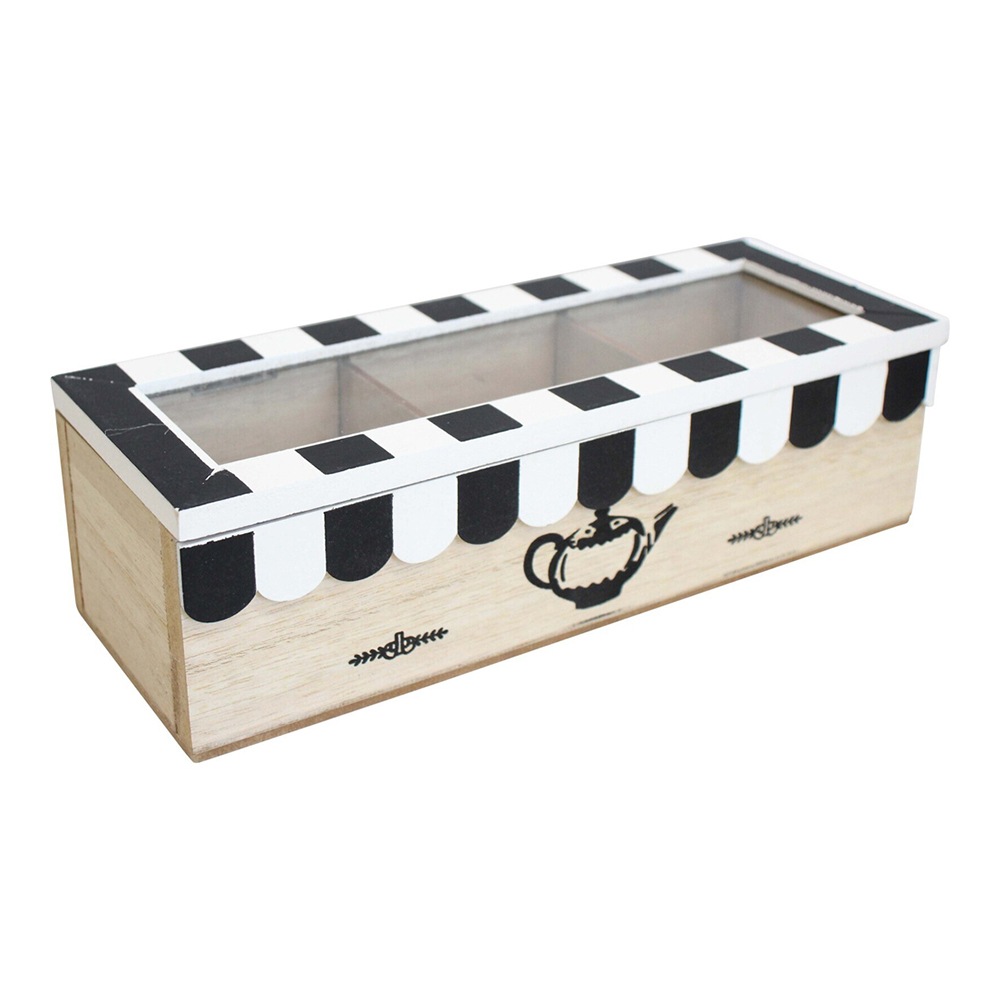 Buy Cafe MDF/Glass 24cm Tea Box Home/Kitchen Teabag Organiser Storage ...