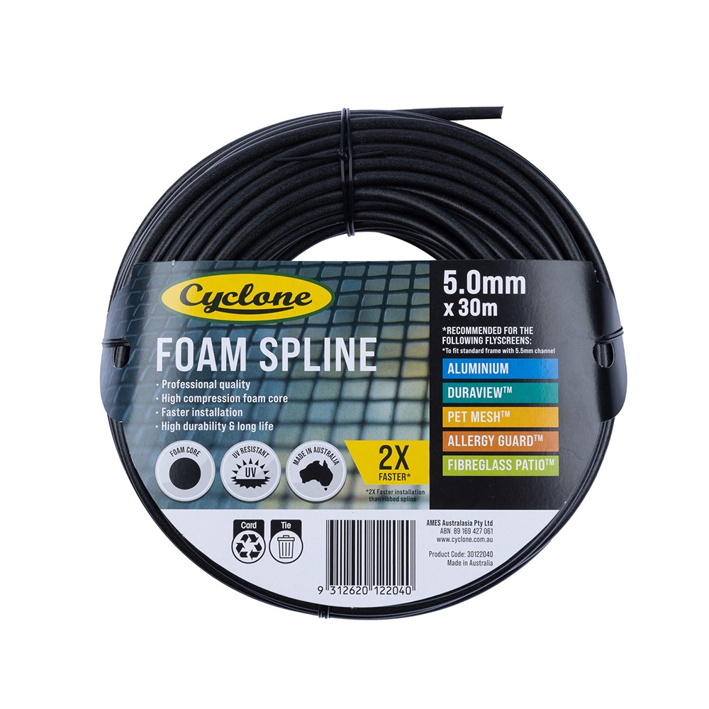 Buy Cyclone Pro Foam Spline 5mm x 30m For Fly/Insect/Mosquito Screen ...