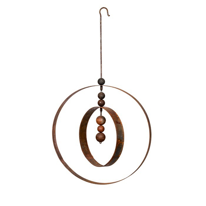 Buy Garden 71cm Rust Metal Hanging Orb w/ Hook Outdoor Ornament Yard ...