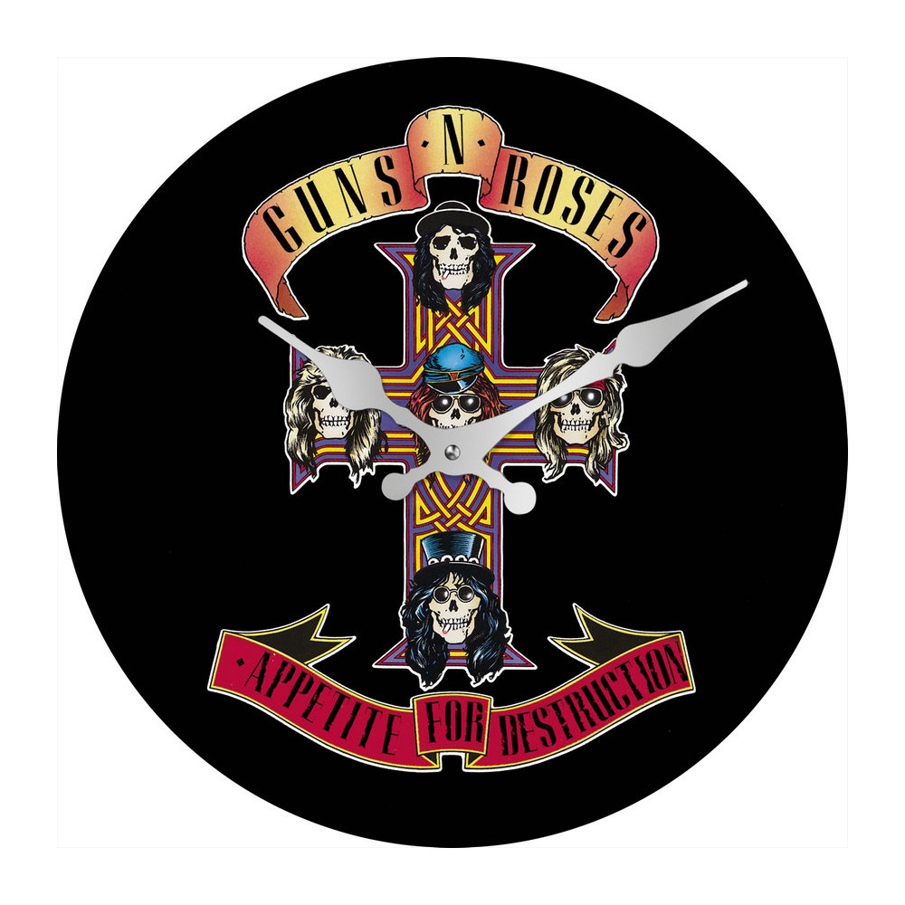 Buy Guns And Roses Glass Analogue Standing Desk Clock 17cm Round Home 6757