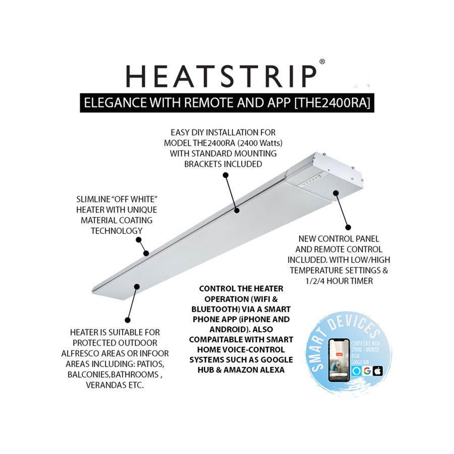Buy Heatstrip Elegance 3200W 13.3A Electric Heater & 60cm 2pc Ext Mount ...