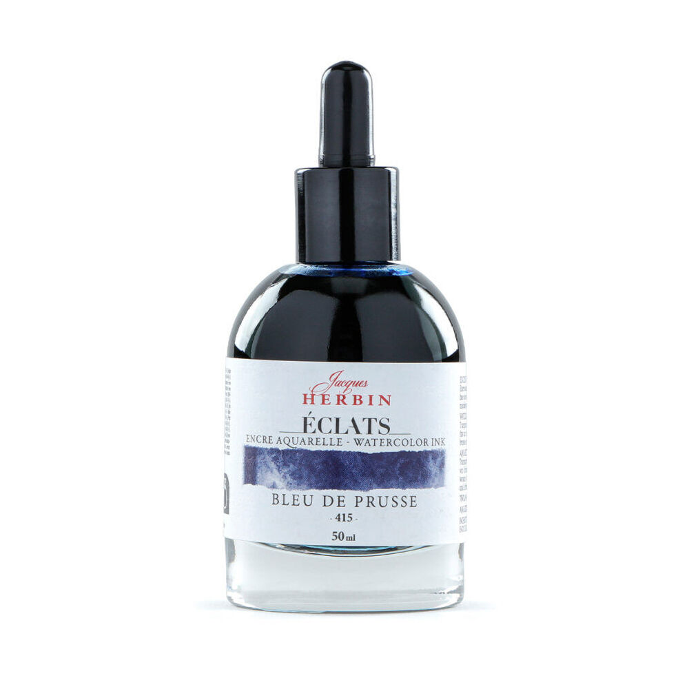 Buy Herbin Eclats Intense Watercolour Ink w/ Dropper 50ml Prussian Blue ...