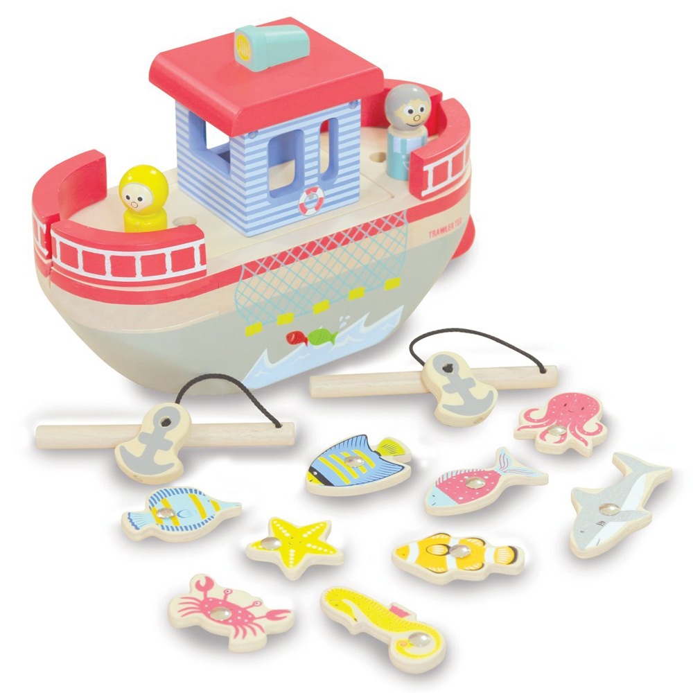Buy Indigo Jamm 23cm Trawler Ted & Fishing Game Kids/Children Wooden ...
