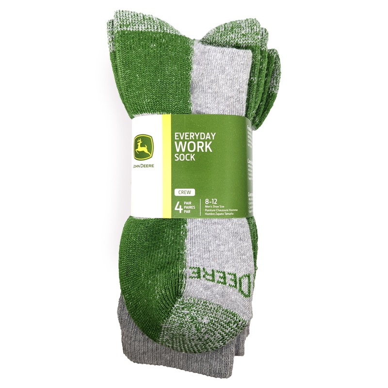 Buy John Deere Light Heather/Grey Comfort Crew Socks 4 Pairs Size 8-12 ...