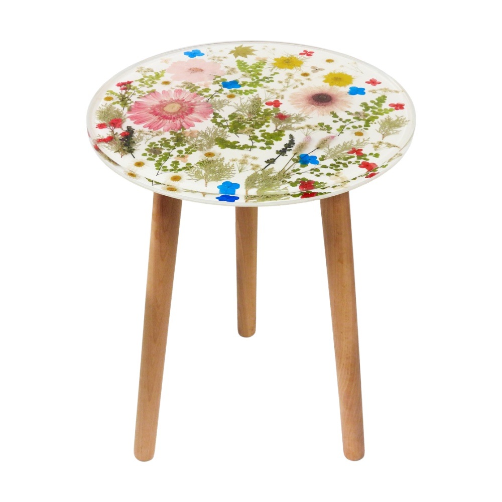 Buy Leni Handcrafted Round Resin Side Table Barbeton Daisy White ...