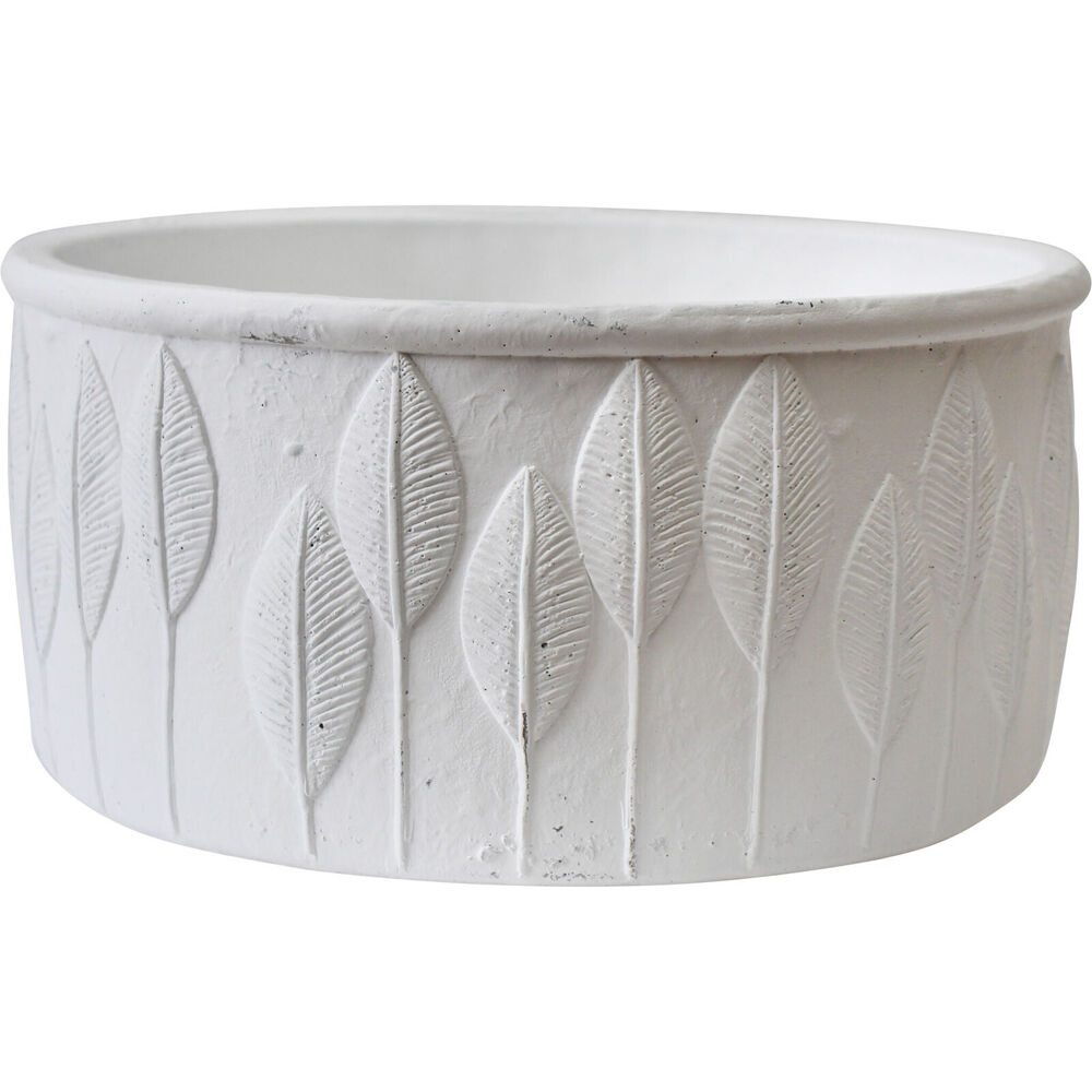 Buy LVD Cement Embossed Leaves Large Outdoor Planter Pot 24.5x12cm ...