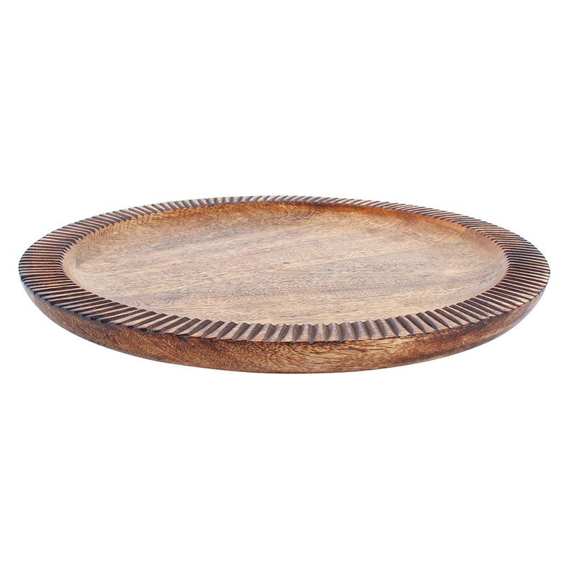 Buy Maine & Crawford Iblis 34cm Mango Wood Round Food Plate Home Table ...