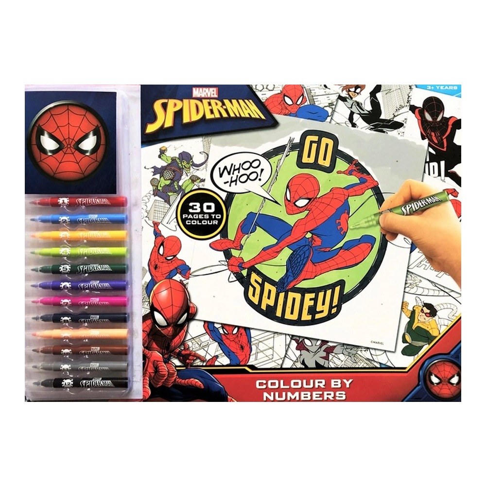 Buy Marvel Spiderman Colour By Numbers Kids Colouring Book Children ...