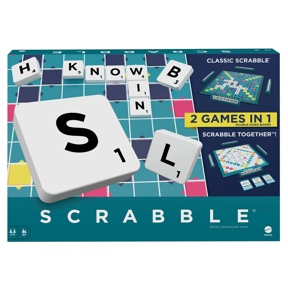 Buy Mattel Classic Scrabble 2 Game In 1 Educational Board Game Kids ...