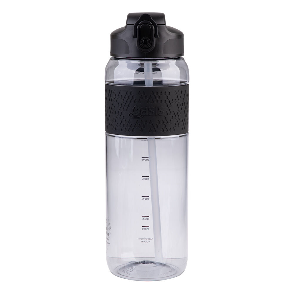 Buy Oasis Tritan Sports Water Drinking Bottle w/ Sipper Straw 1L Carbon Black - MyDeal Australia