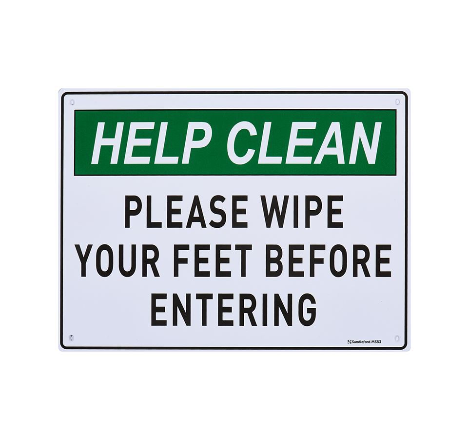 Buy Please Wipe Your Feet Before Entering 200x300mm Sign Polypropylene ...