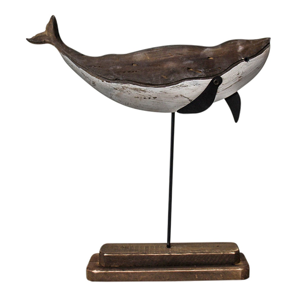 Buy Timber Wood 33cm Whale w/ Stand Home Decorative Statue Figurine ...