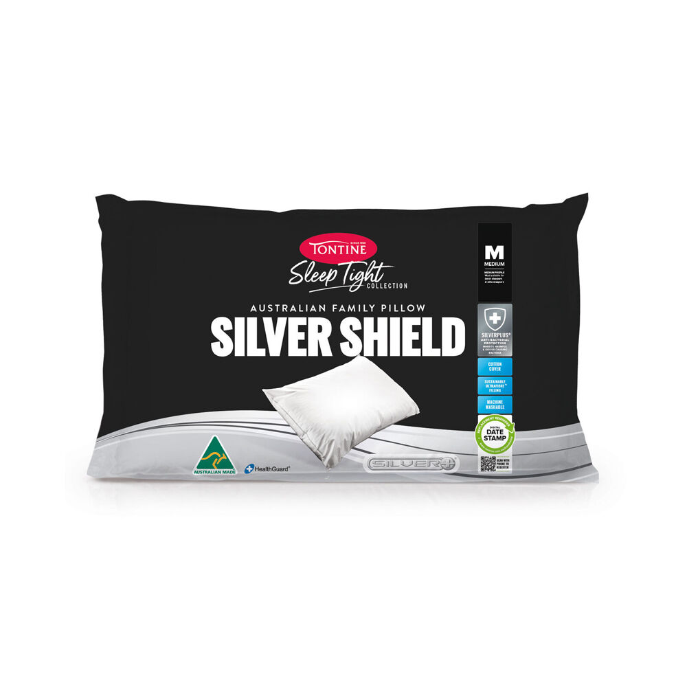 Buy Tontine Sleep Tight Silver Shield Medium Cotton Profile Pillow 46x71cm White - MyDeal Australia