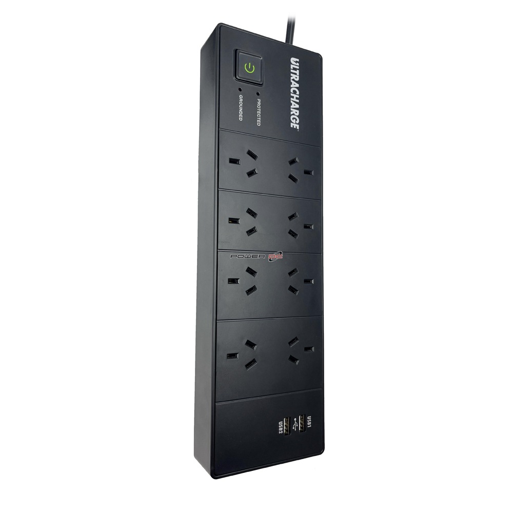 Buy Ultracharge 8 Way Surge Protected Power Board With 2 USB Charging ...