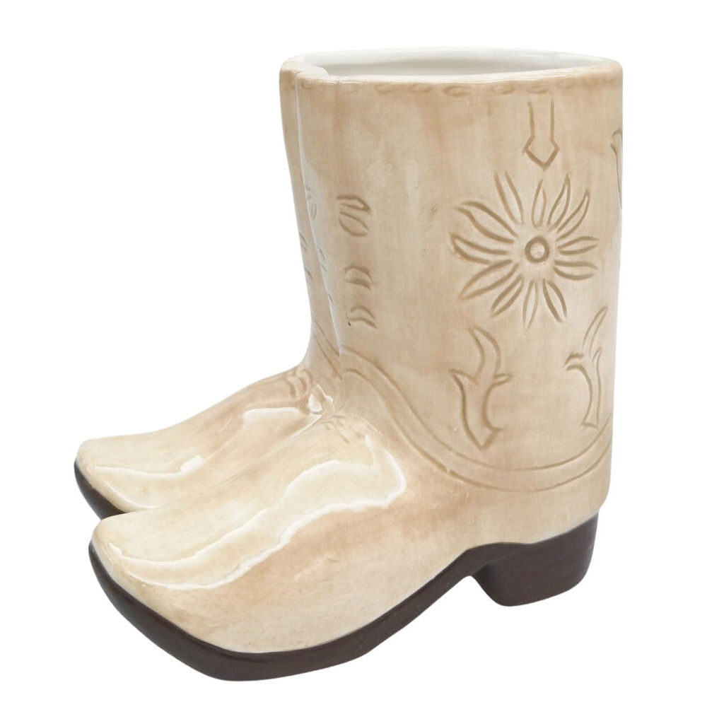 Buy Urban Ceramic Cowboy Boots Outdoor Garden Planter Pot 16x17cm Tan ...