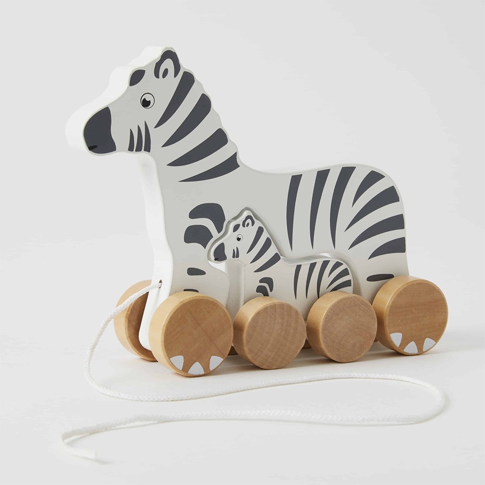 Buy Zookabee Wooden Zebra & Baby Interactive Kids Pull Along Play Toy ...