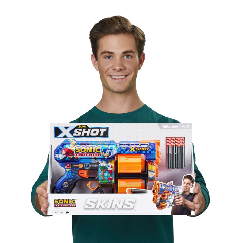 Buy Zuru X-Shot Skins Sonic the Hedgehog Blaster Toy Gun w/12 Darts ...