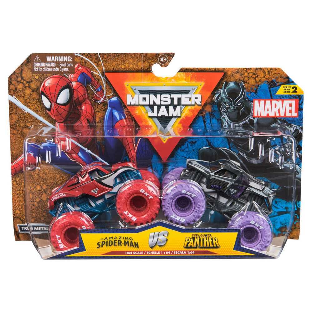 Buy Monster Jam Marvel The Amazing Spider-Man vs Black Panther Diecast ...