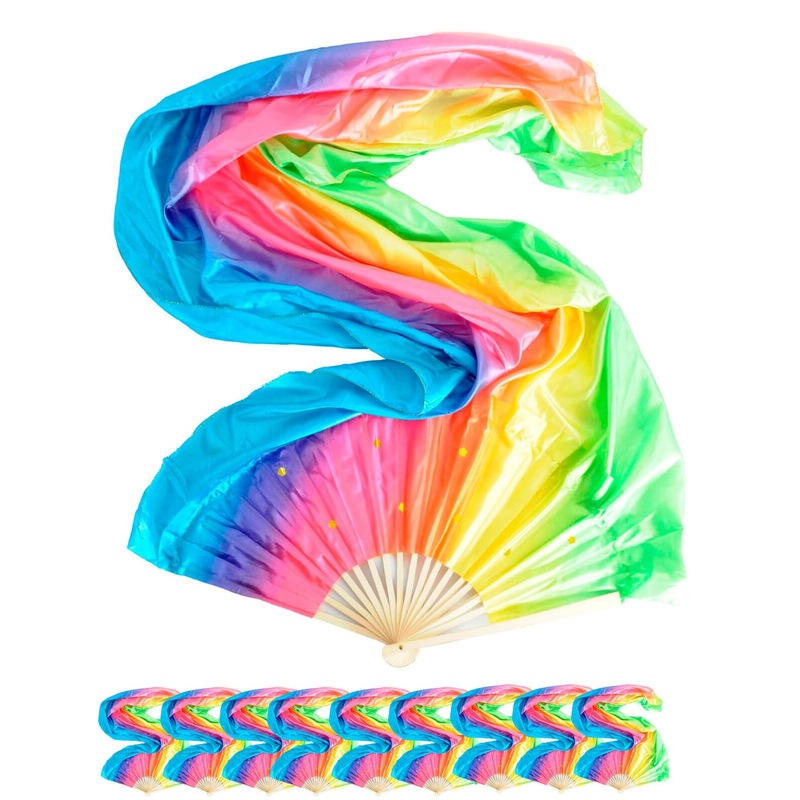 Buy 12x Large Rainbow Dancing Fan with Long Veil LGBTQ Gay Pride ...