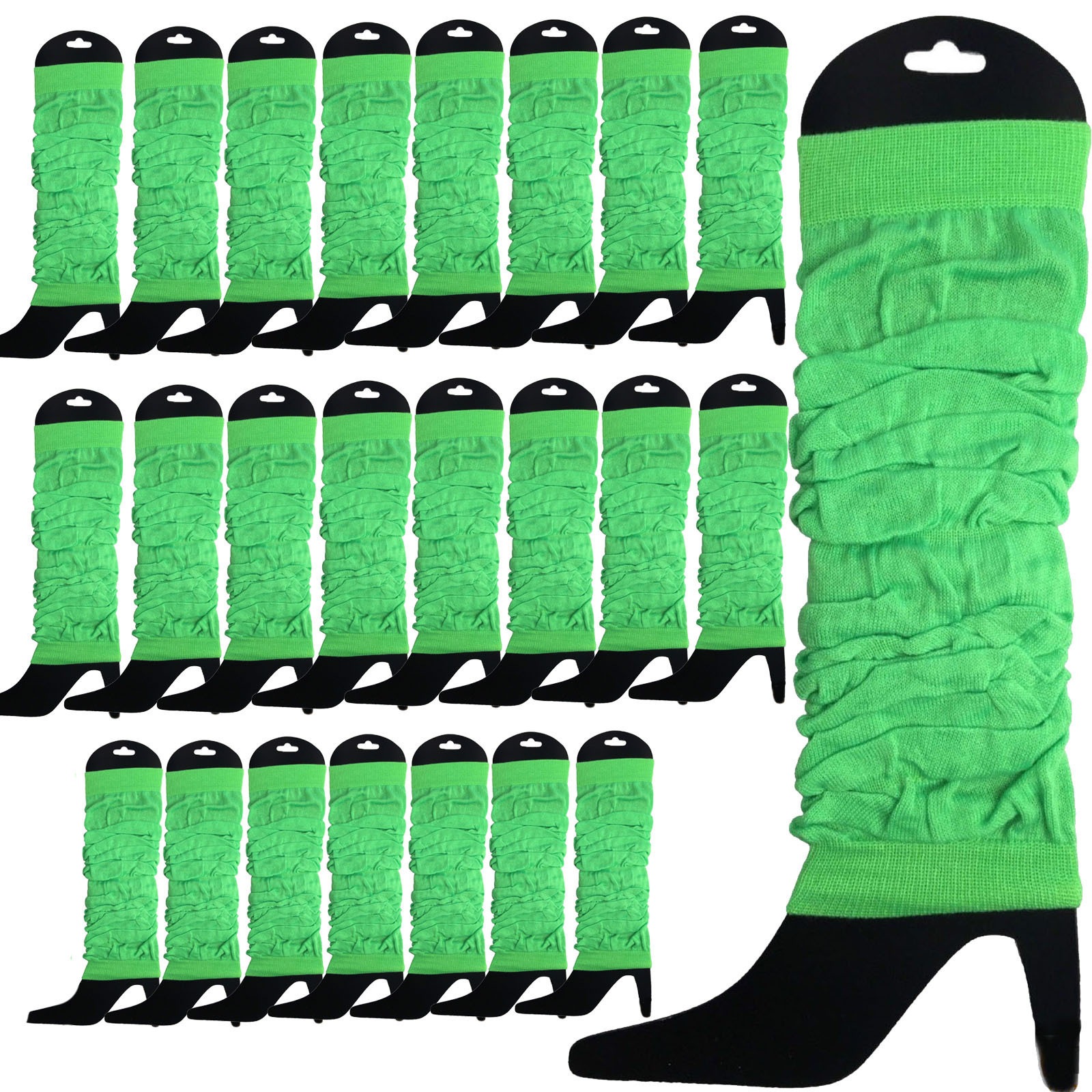 Buy 24 LEG WARMERS Knitted Womens Neon Party Knit Ankle Fluro Dance ...
